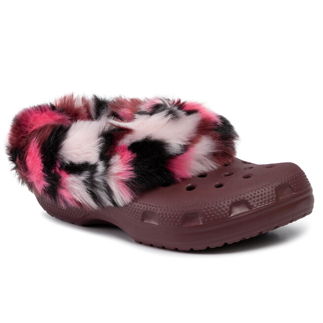 Hausschuhe Crocs Classic Mammoth So Luxe Clog 205841 Dunkelrot | eschuhe.de