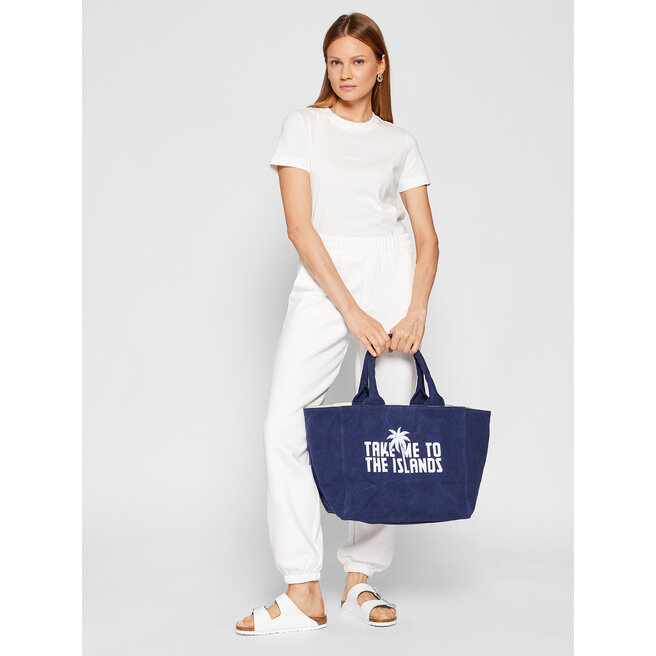 Τσάντα Guess Canvas Beach Bag E2GZ03 WO00F Σκούρο μπλε | epapoutsia.gr