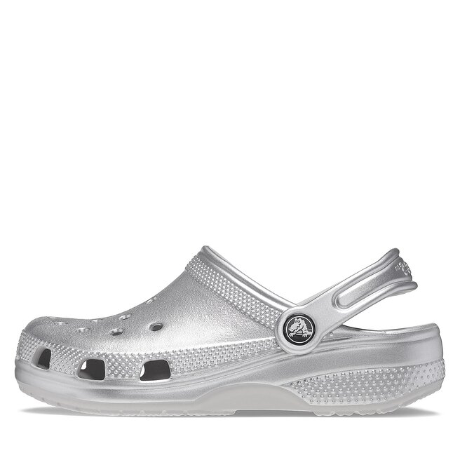 Klapki Crocs Crocs Classic Metallic Clog T 209198 Srebrny | eobuwie.com.pl