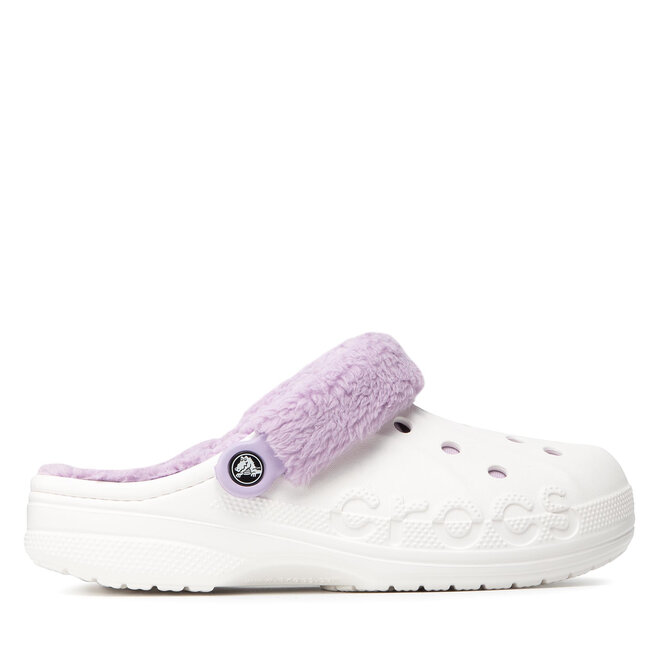 Pantoletten Crocs Baya Lined Fuzz Strap Clog 206633 Weiß | eschuhe.de