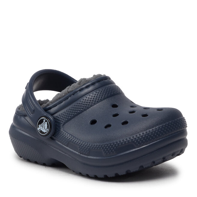 Klapki Crocs Classic Lined Clog T 207009 Navy/Charcoal | eobuwie.com.pl