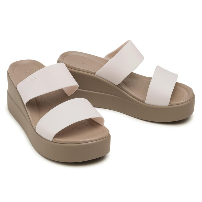 Șlapi Crocs Brooklyn Mid Wedge 206219 Stucco/Mushroom | epantofi.ro