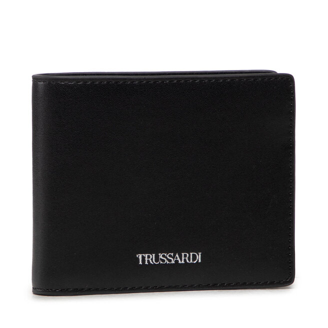 Duży Portfel Męski Trussardi Wallet Trifold Nappa 71W00167 Czarny ...