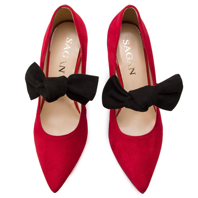 High Heels Sagan 3363 Czerwony Welur/Czarna Kokarda | eschuhe.de