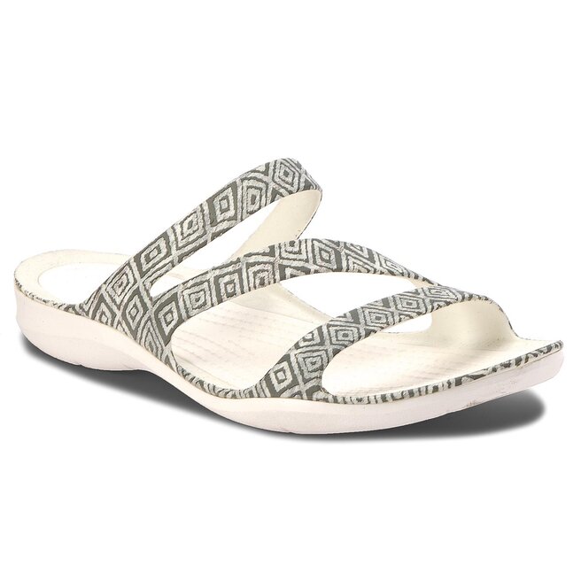Chanclas Crocs Swiftwater Graphic Sandal W 204461 Grey Diamond/White ...