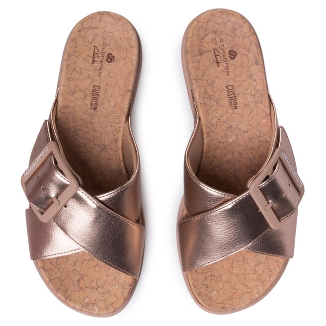 Klapki Clarks Step June Shell 261489204 Rose Gold | eobuwie.com.pl