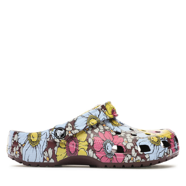 Pantoletten Crocs Crocs Classic Retro Floral Clog 208954 Dark Chery ...