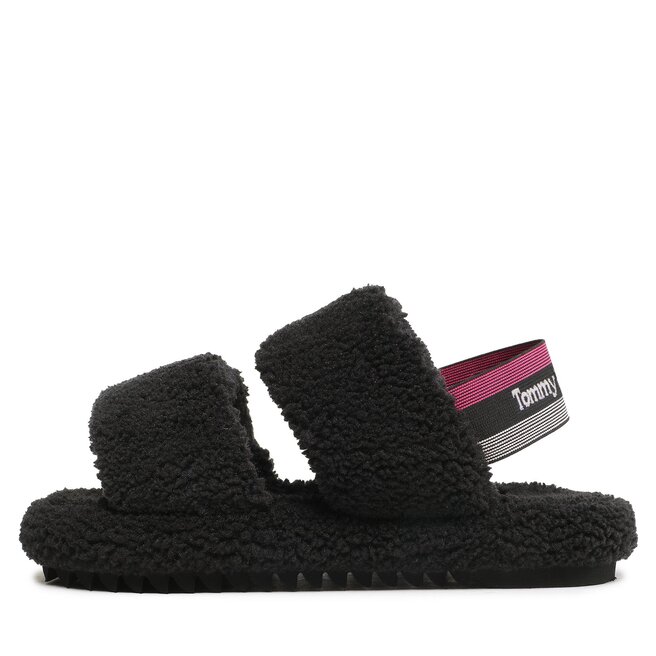 Kapcie Tommy Jeans Tj Winter Sandal 2D EN0EN02031 Czarny | eobuwie.com.pl