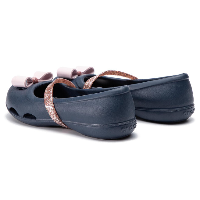Baleriny Crocs Lina Charm Flat K 205529 Granatowy | eobuwie.com.pl