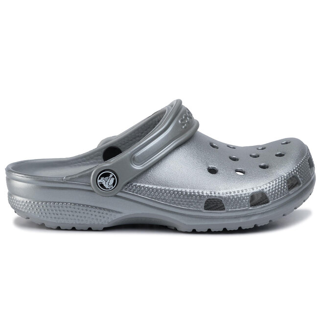 Pantoletten Crocs Classic Metallic Clog 205831 Gunmetal/Roomy Fit ...
