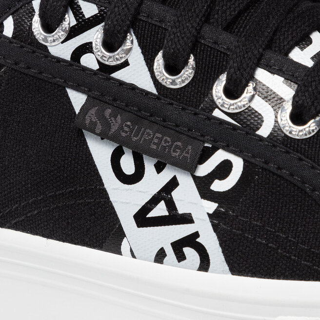 Sneakers aus Stoff Superga 2790 Lettering Tape Jellysole S41161W Black ...