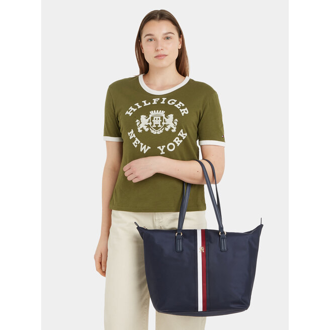 Handtasche Tommy Hilfiger Poppy Tote Corp AW0AW15896 Dunkelblau ...