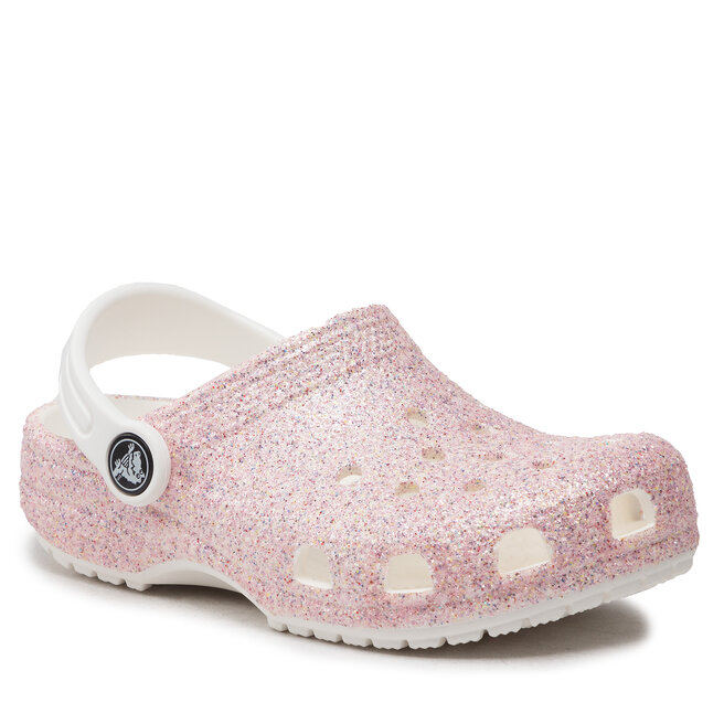 Klapki Crocs Classic Glitter Clog K 206993 White/Rainbow | eobuwie.com.pl