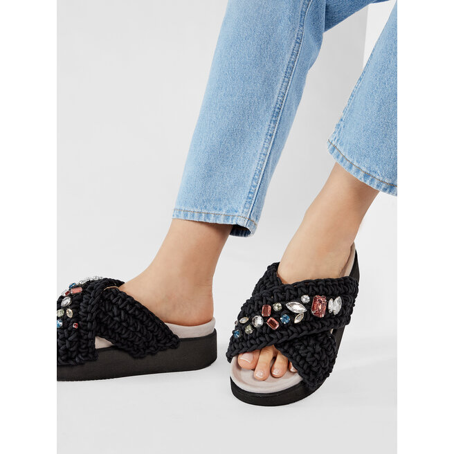 Klapki Inuikii Woven Stones Platform 70103-006 Czarny | eobuwie.com.pl