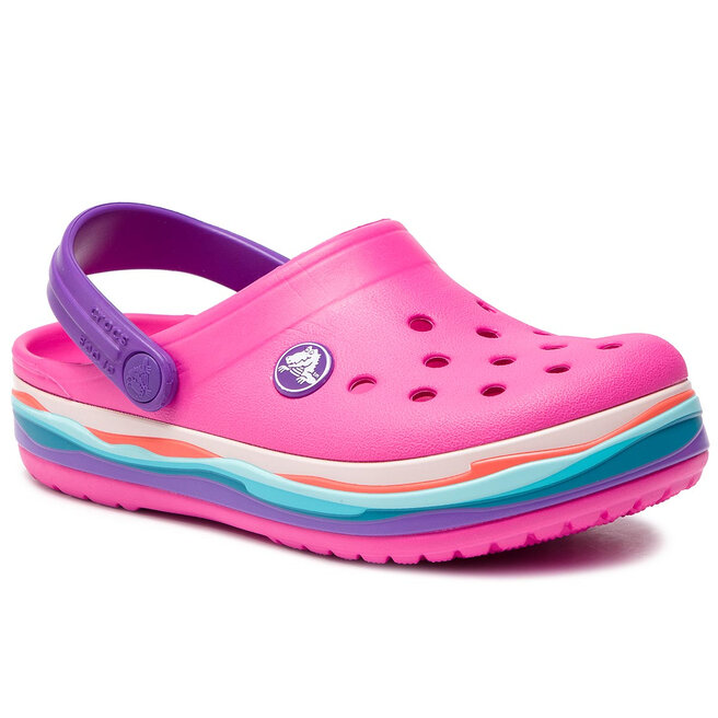 Klapki Crocs Crocband Wavy Band Clog K 205697 Neon Magenta | eobuwie.com.pl