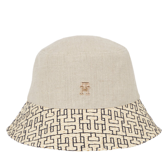 Kapelusz Tommy Hilfiger Beach Summer Bucket Hat AW0AW16043 Écru | eobuwie.com.pl
