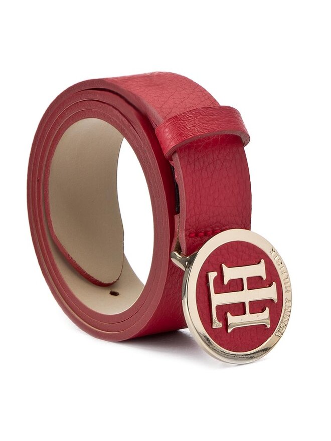Damengurtel Tommy Hilfiger Th Round Buckle Belt 3.0 AW0AW02940 75 Rot eschuhe