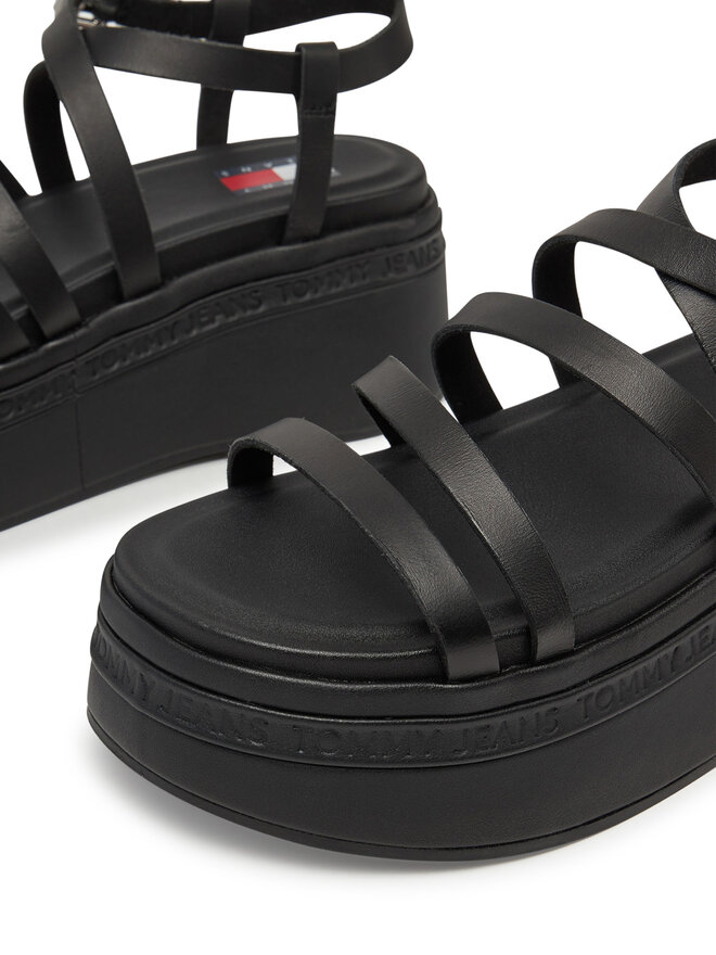 Sandalen Tommy Jeans Tjw Wedgy Strappy Sandal EN0EN02756 Schwarz ...