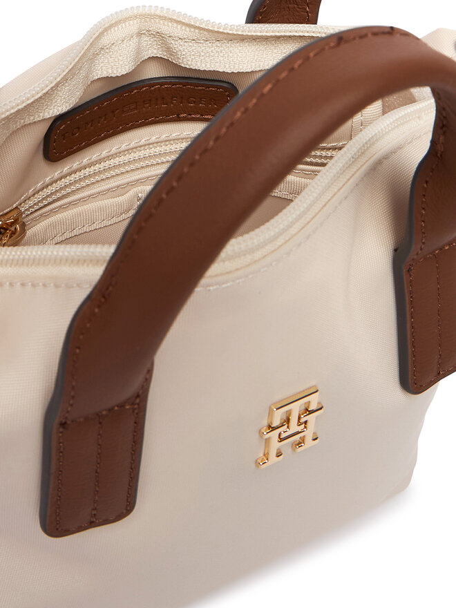 Τσάντα Tommy Hilfiger Popette Micro Tote AW0AW18368 Εκρού | epapoutsia.gr