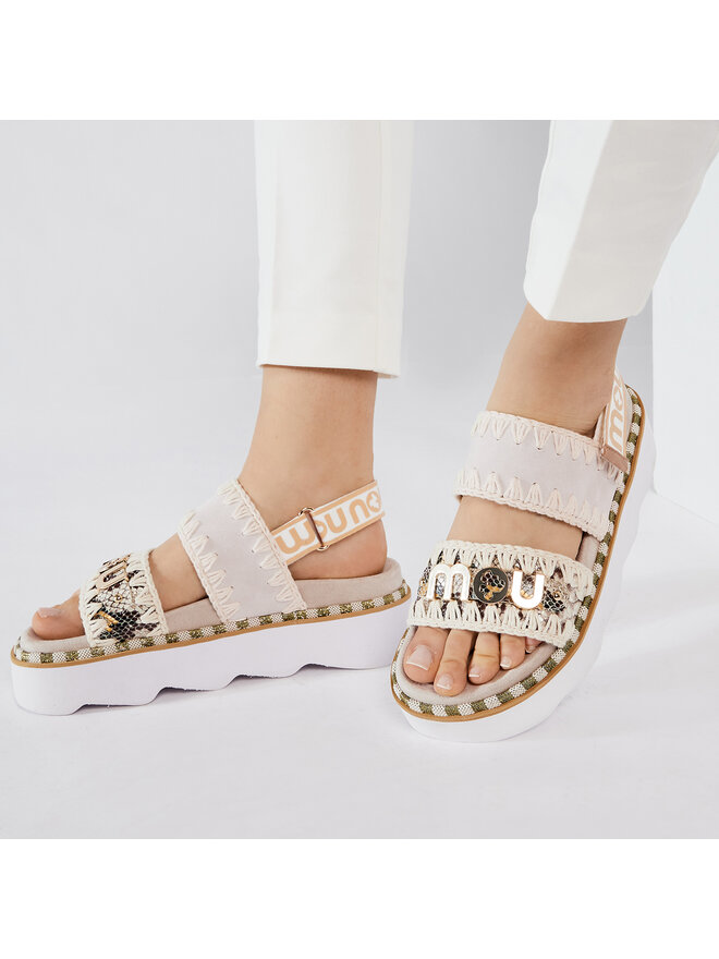 Sandály Mou New Bio Sandal Belt Logo 01B SW271001D Béžová | eobuv.cz