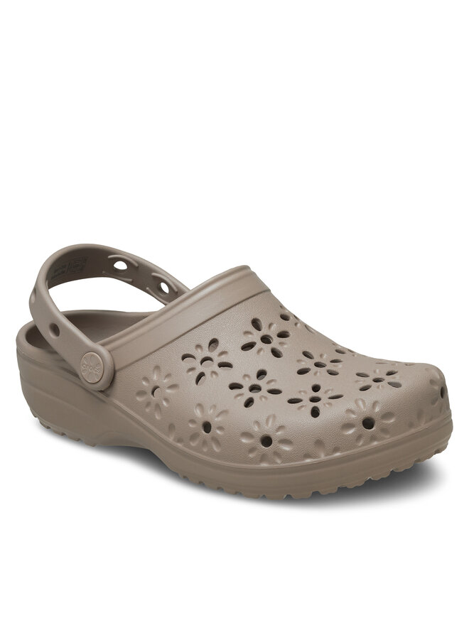 Klapki Crocs Classic Floral Cut Out Clog 210927 Brązowy | eobuwie.com.pl