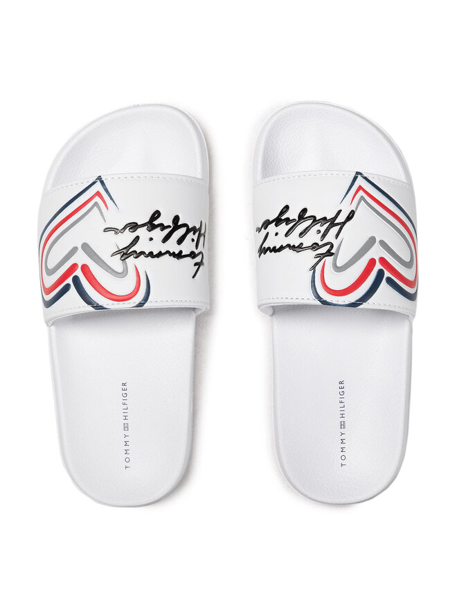 Nazouváky Tommy Hilfiger Hearth Print Pool Slide T3A0-31060-0632 S Bílá ...