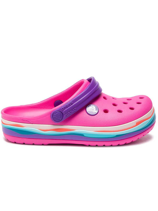 Klapki Crocs Crocband Wavy Band Clog K 205697 Różowy | eobuwie.com.pl