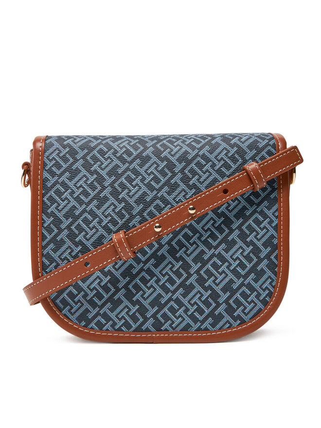 Torebka Tommy Hilfiger Th Monoplay Leather Saddle Bag AW0AW17414 Granatowy | eobuwie.com.pl