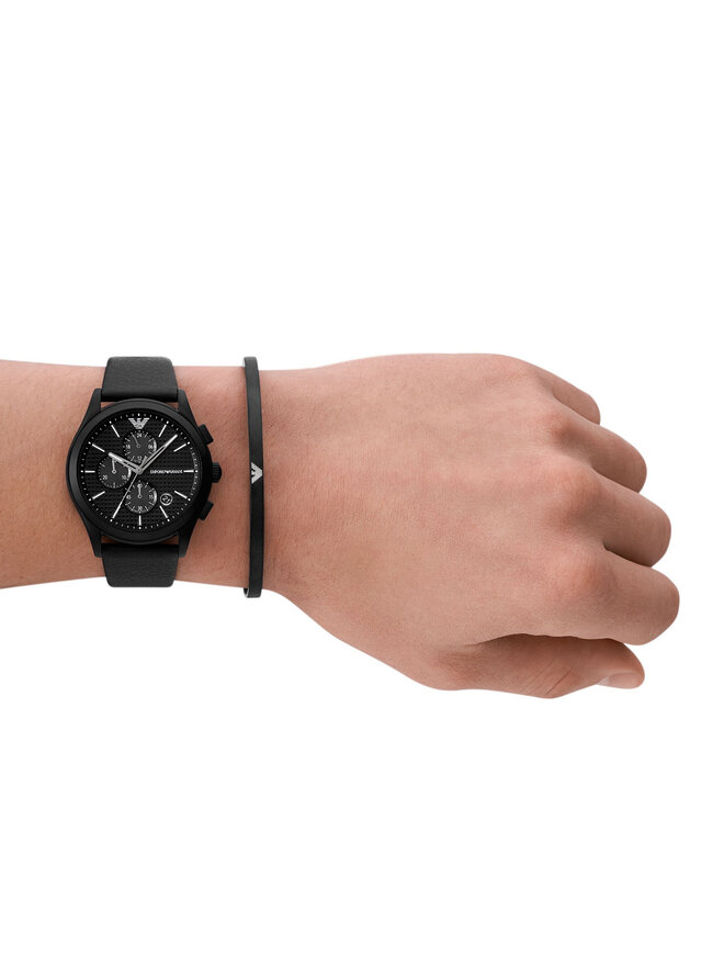 Uhr und Armband Set Emporio Armani Paolo Gift Set AR80070SET Schwarz ...
