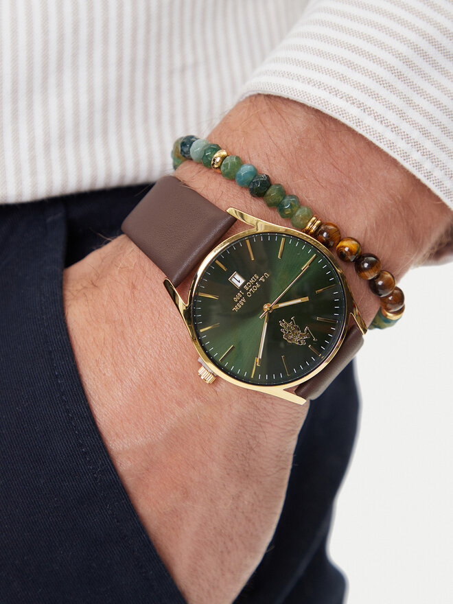 Uhr und Armband Set U.S. Polo Assn. Colin USP6376TW Goldfarben | eschuhe.de
