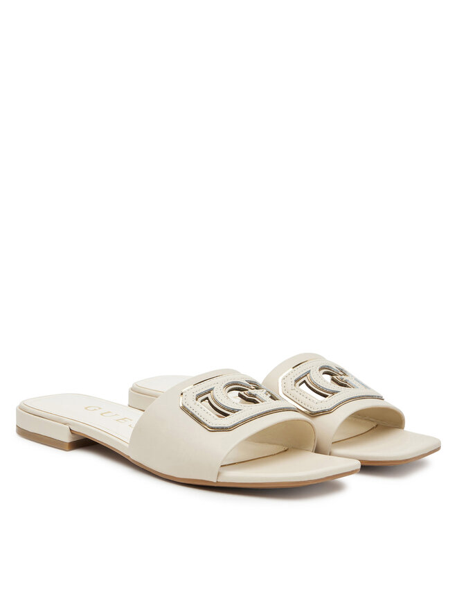 Şlapi Guess FLJTAR LEA19 Écru | epantofi.ro