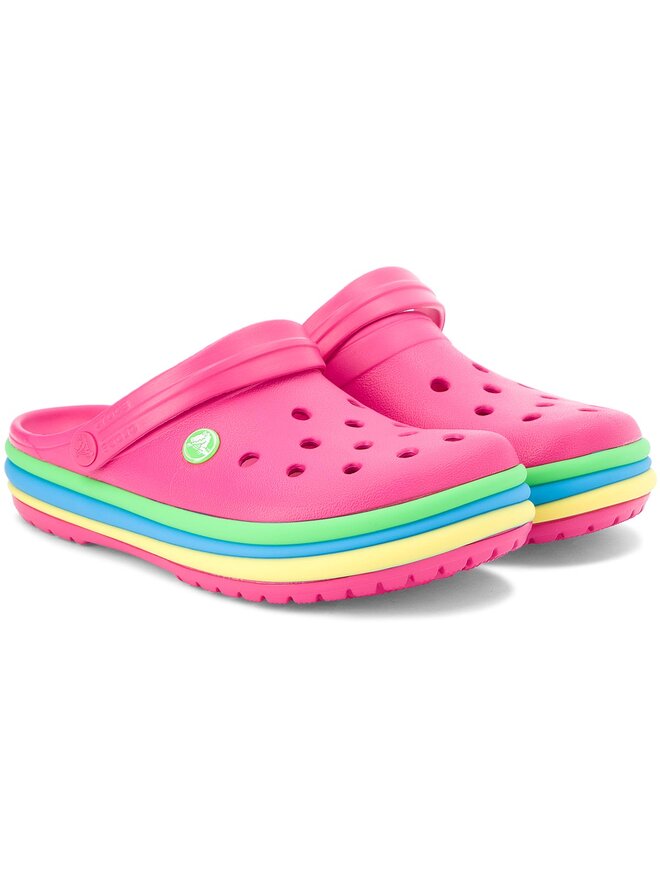 Pantoletten Crocs Cb Rainbow Band Clog 205212 Rosa | eschuhe.de