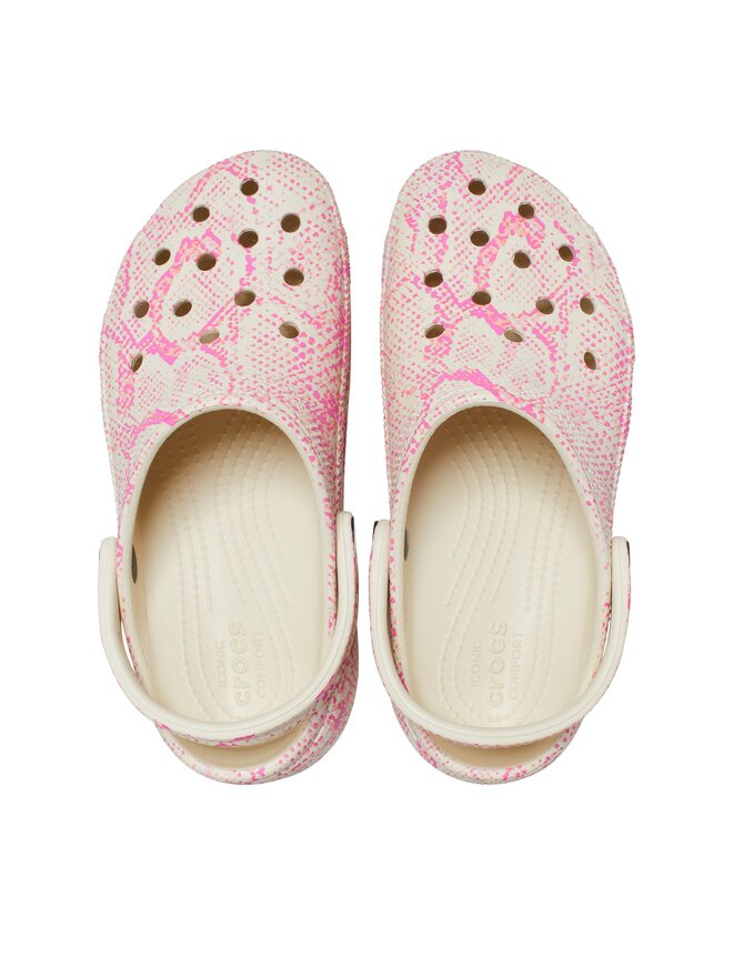 Pantoletten Crocs Classic Platform Snake Print Clog W 208231 Beige | eschuhe.de