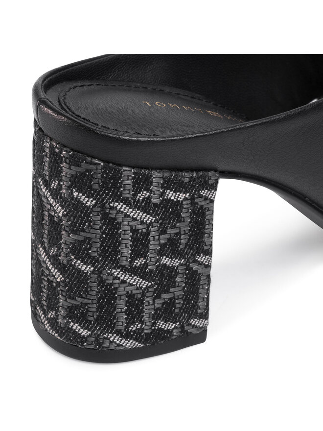 Chanclas Tommy Hilfiger Th Raffia Mid Heel Sandal FW0FW04841 Negro ...