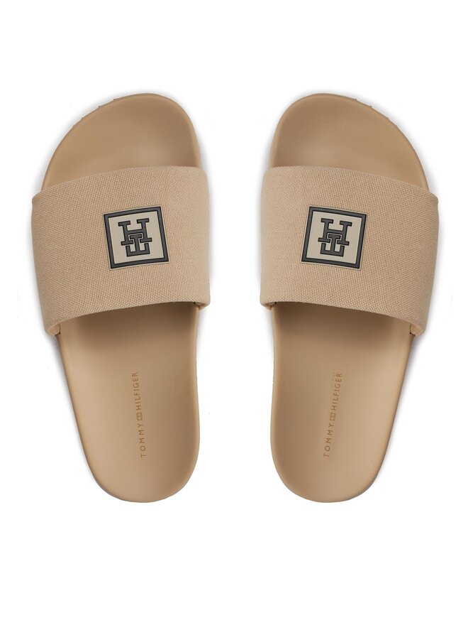 Klapki Tommy Hilfiger Th 85 Slide FW0FW07766 Beżowy | eobuwie.com.pl