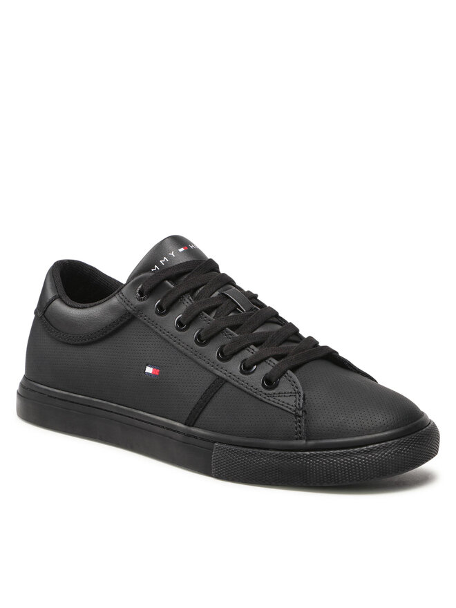 Tommy hilfiger iconic leather trainers black store