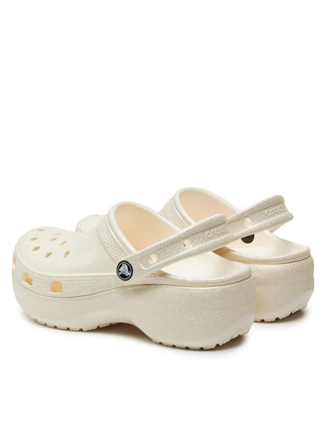 Şlapi Crocs Classic Platform Glitter Clog W 207241 Écru | epantofi.ro