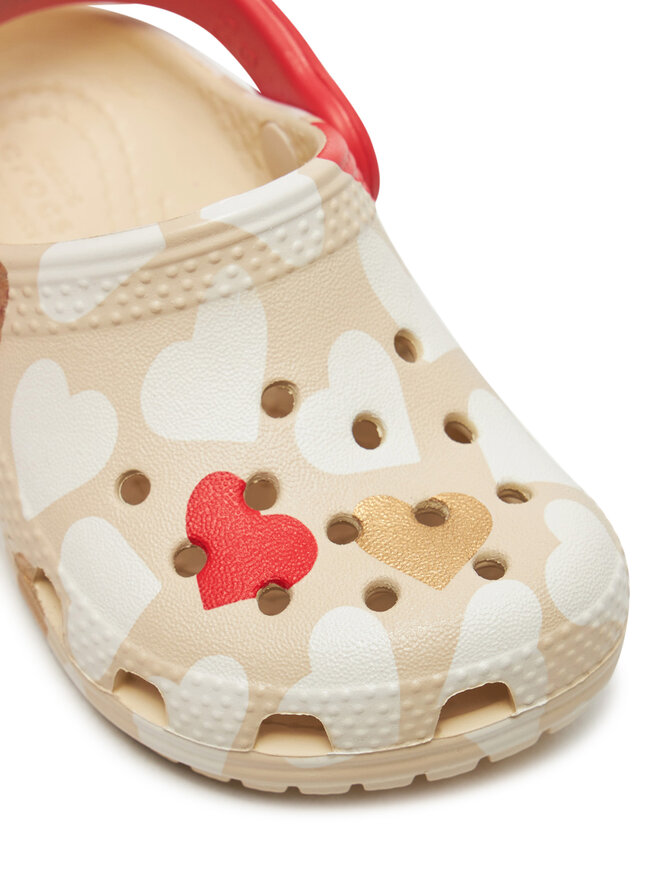 Pantoletten Crocs Classic Heart Print Clog T 206832 Beige | eschuhe.de