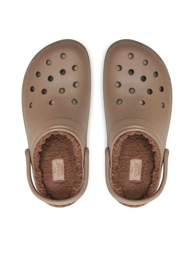 Klapki Crocs Classic Platform Lined Clog W 207938 Brązowy | eobuwie.com.pl