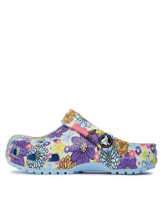Pantoletten Crocs Crocs Classic Retro Floral Clog Kids 209059 Blau ...