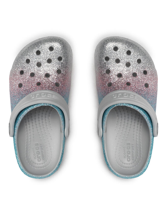 Şlapi Crocs Classic Glitter Clog K 206993 Argintiu | epantofi.ro