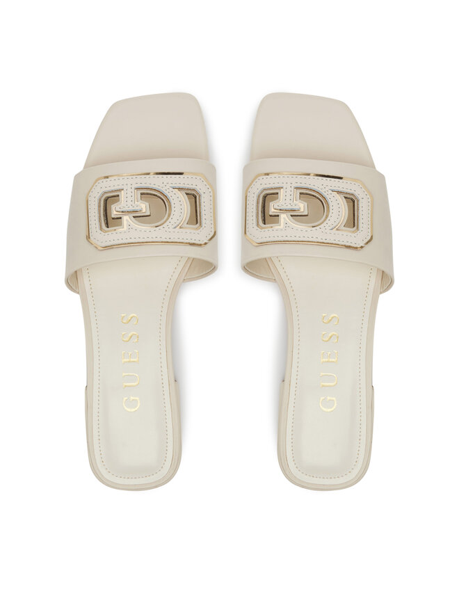 Şlapi Guess FLJTAR LEA19 Écru | epantofi.ro