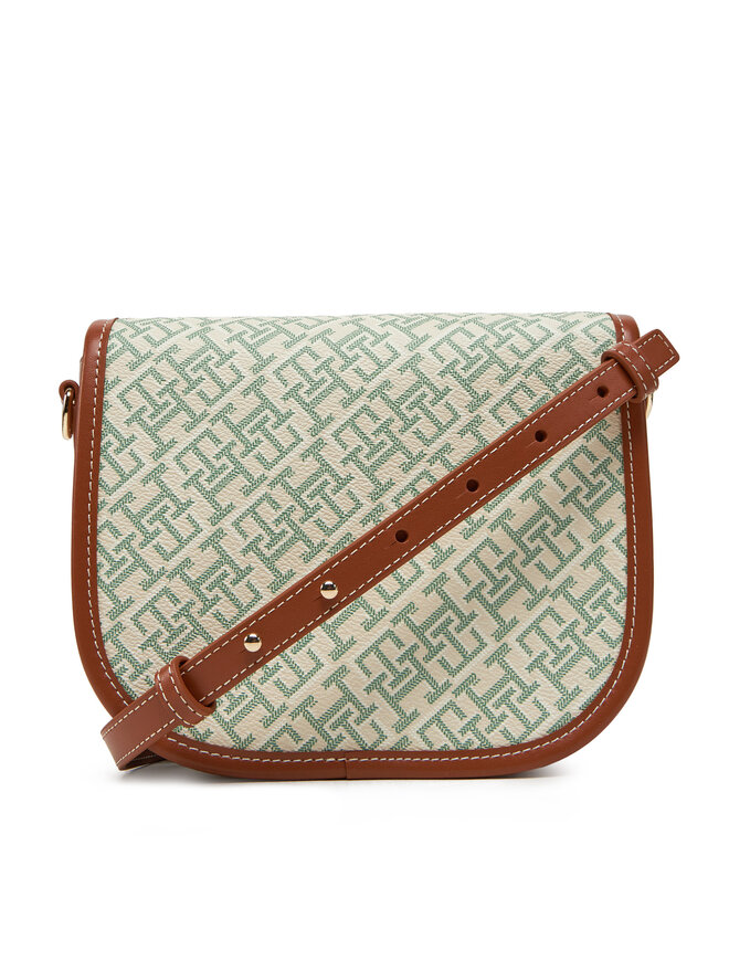 Torebka Tommy Hilfiger Th Monoplay Leather Saddle Bag AW0AW17414 Zielony | eobuwie.com.pl