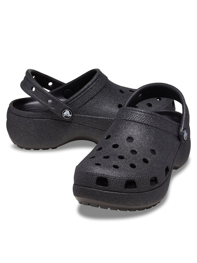 Şlapi Crocs Classic Platform Glitter Clog W 207241 Negru | epantofi.ro