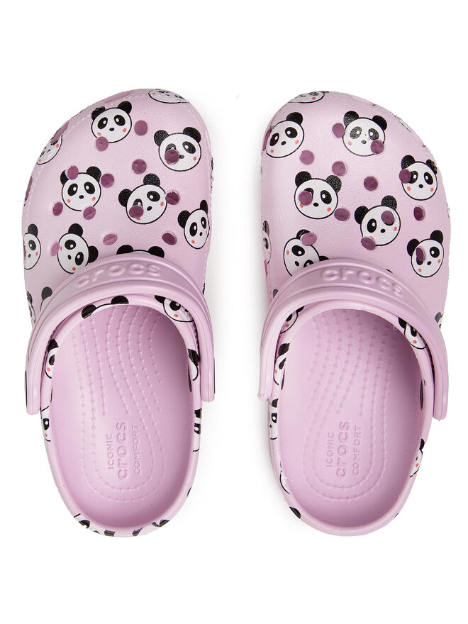 Pantoletten Crocs Classic Panda Print Clog K 206999 Rosa | eschuhe.de