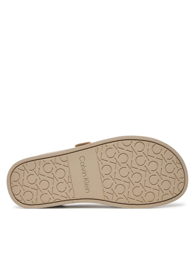 Klapki Calvin Klein Flat Adj Slide Calvin Mtl Lth HW0HW01954 Écru ...