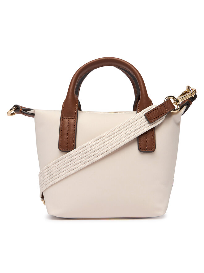 Τσάντα Tommy Hilfiger Popette Micro Tote AW0AW18368 Εκρού | epapoutsia.gr