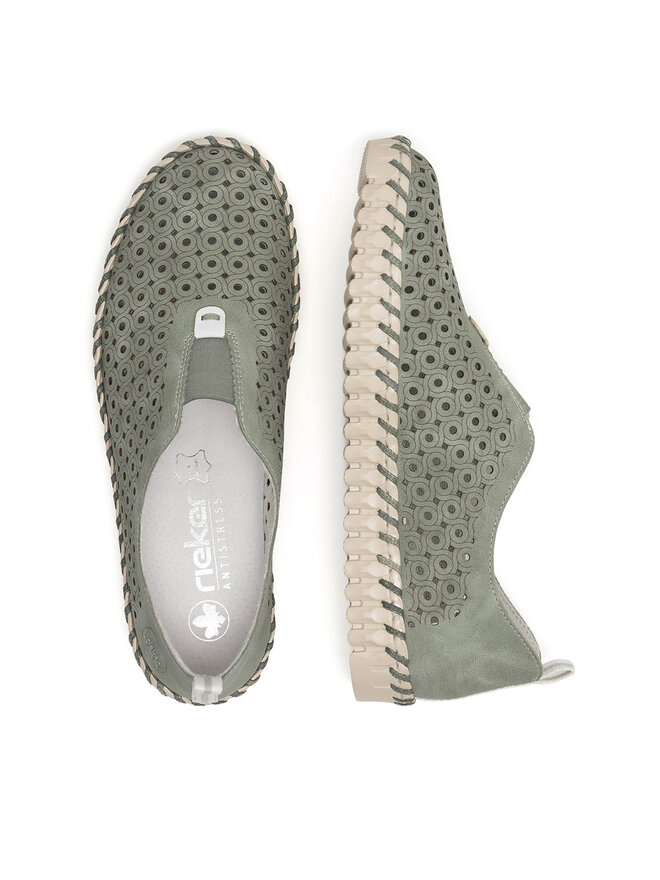 Półbuty Rieker N1963-52 Zielony | eobuwie.com.pl