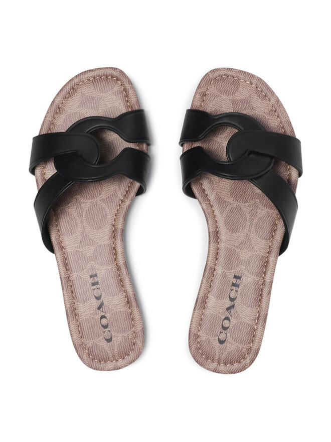 Pantoletten Coach Essie Leather Sandal C2310 Schwarz | eschuhe.de