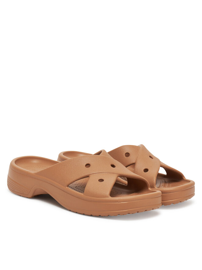 Klapki Crocs Cross Strap 210840 Brązowy | eobuwie.com.pl